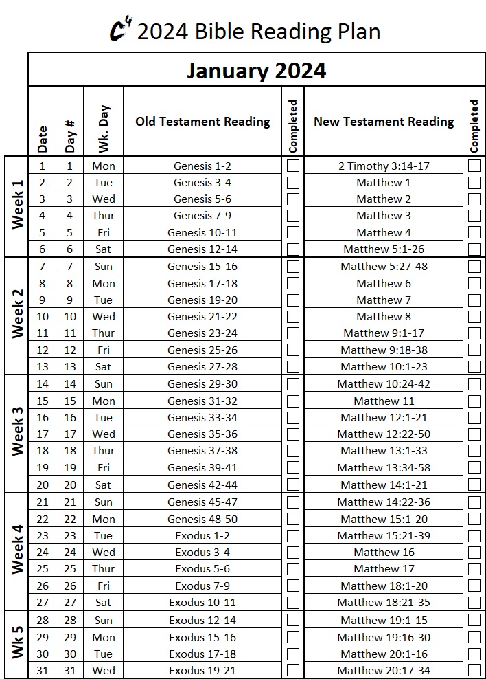 Bible Reading Plan – January - Central Community Christian Church